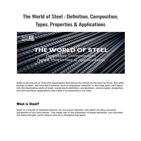 The World of Steel _ Definition, Composition, Types, Properties ...