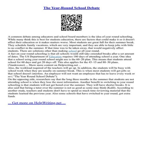 The Year-Round School Debate | PDF
