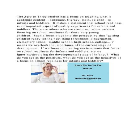 The Zero to Three section has a focus on teaching what is academic c.docx