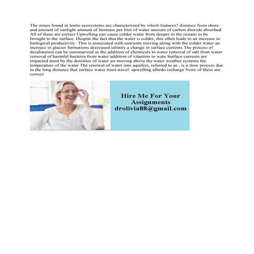 The zones found in lentic ecosystems are characterized by which featur.pdf