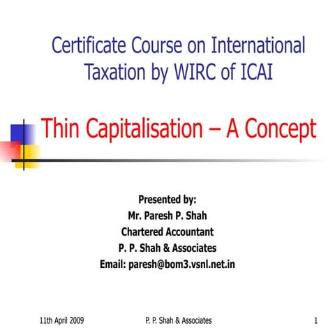 Thin capitalisation 110409 | PPT