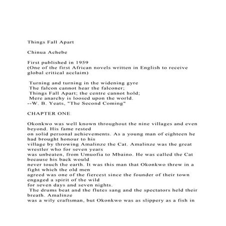 Things Fall ApartChinua AchebeFirst published in 1959 .docx