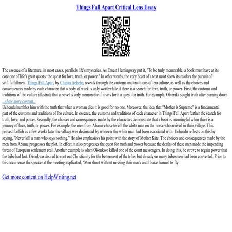 Critical Lens Essay | PDF