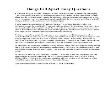 Things Fall Apart Essay Questions.pdf