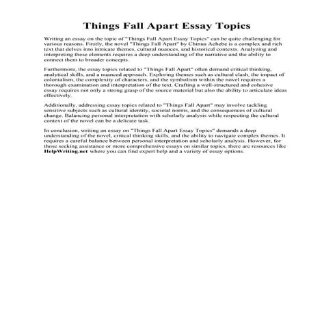 Things Fall Apart Essay Topics.pdf | Genetics | Science