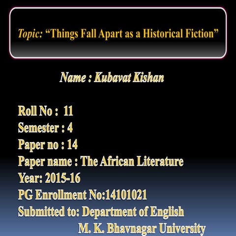 “Things Fall Apart as a Historical Fiction” | PPT
