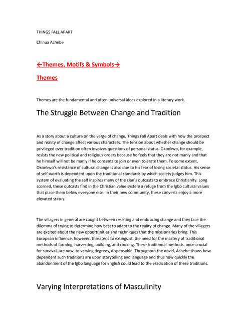 Themes in Things Fall Apart | PPT