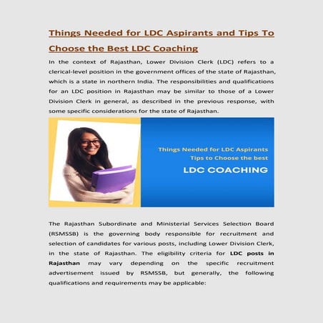Things Needed for LDC Aspirants and Tips to Choose the best LDC ...