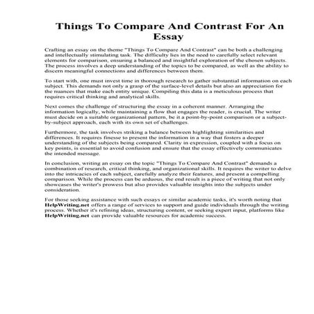 Things To Compare And Contrast For An Essay | PDF