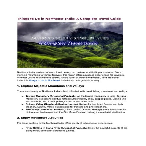 The Ultimate Travel Guide to Northeast India | PDF