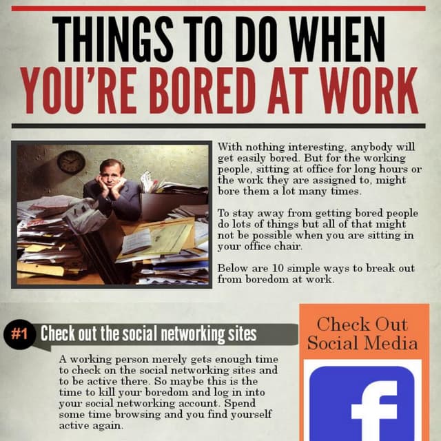 Things to do when you’re bored at work [infographic] | PDF