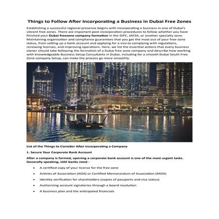 Things to Follow After Incorporating a Business in Dubai Free Zones.pdf