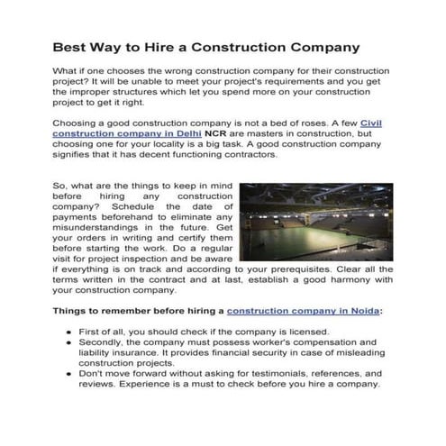 Best Way to Hire a Construction Company | PPT