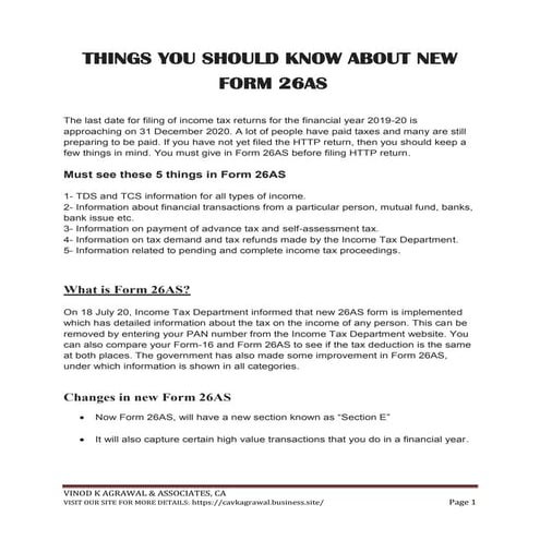 Amendment and Notification Relating to Form 26 AS | PDF