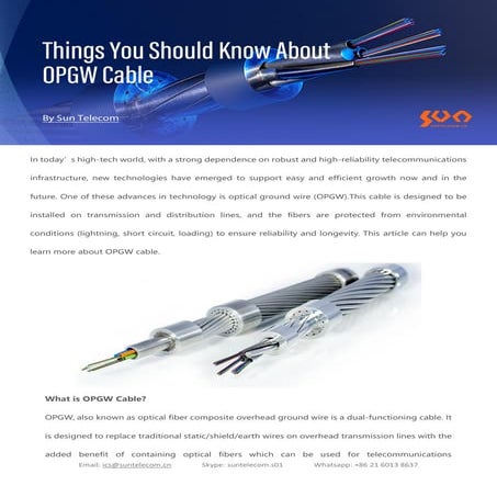 Things You Should Know About OPGW Cable | PDF