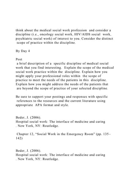 Medical Social Work Scope of PracticeAs mentioned previously.docx