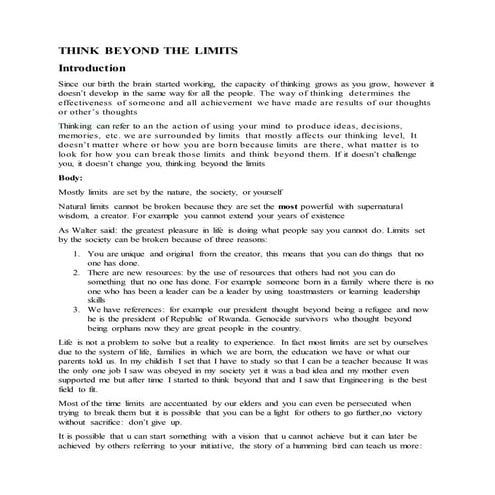 Think beyond the limits 3rd speech | DOCX