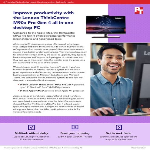 Improve productivity with the Lenovo ThinkCentre M90a Pro Gen 4 all-in ...