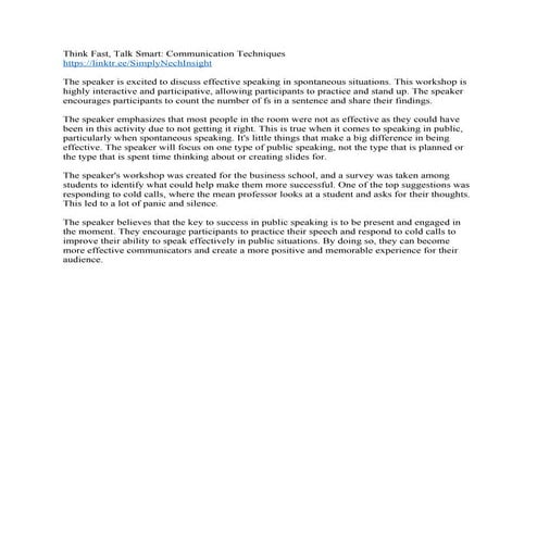 Think Fast, Talk Smart Communication Techniques.docx