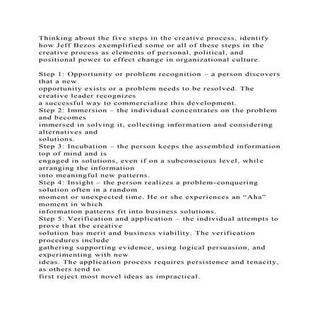 Thinking about the five steps in the creative process, identify how .docx