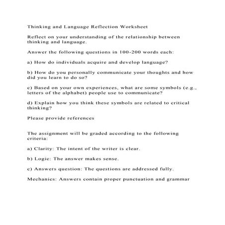 Thinking and Language Reflection WorksheetReflect on your unders.docx