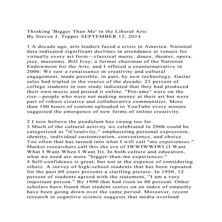 Thinking Bigger Than Me in the Liberal ArtsBy Steven J. Tepper.docx