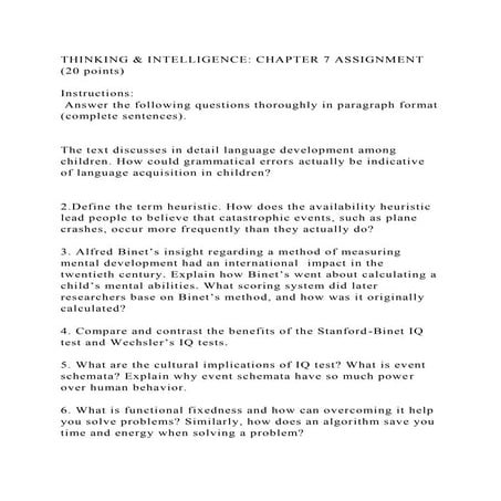 THINKING & INTELLIGENCE CHAPTER 7 ASSIGNMENT (20 points)Instruc.docx