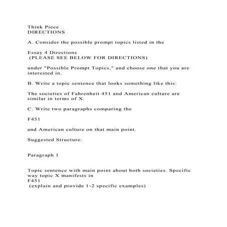 Think Piece DIRECTIONSA. Consider the possible prompt topics l.docx
