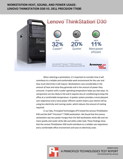 Workstation heat, power usage, and sound: Lenovo ThinkStation C30 vs. HP Z620 Workstation | PDF ...