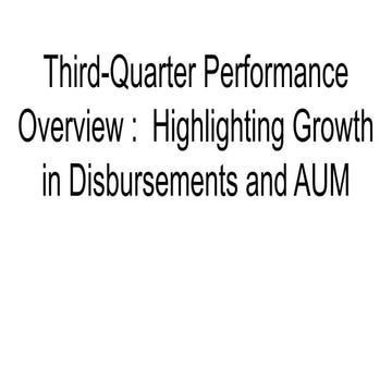 Third-Quarter Performance Overview - Highlighting Growth in ...