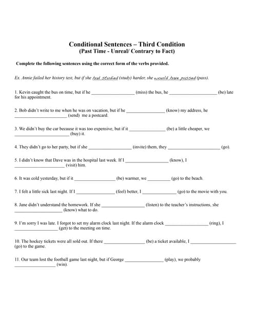 The Third Conditional form presentation | PPT
