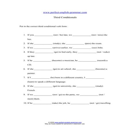 Third conditional form | PDF