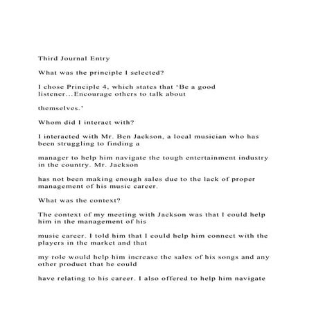 Third Journal Entry What was the principle I selected .docx