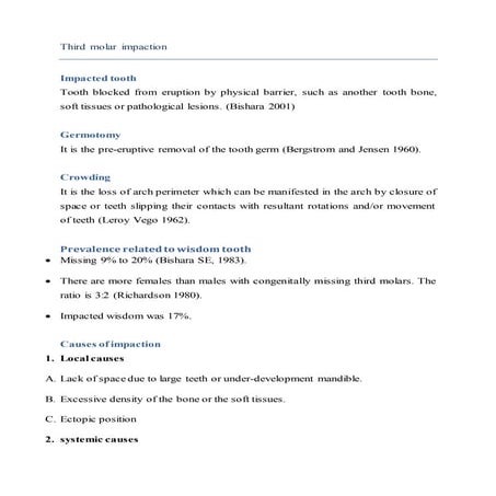 Third molar impaction for orthodontists by Almuzian | DOCX
