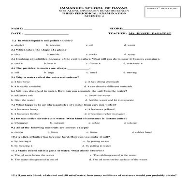 Third periodical exams. | DOCX