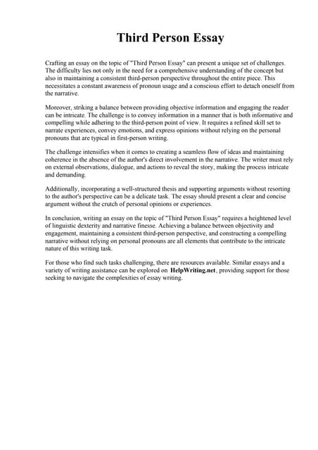 3Rd Person Essay Example. Tennessee College of Applied Technology ...
