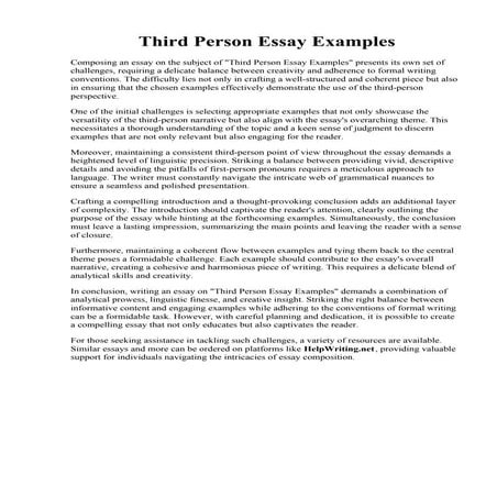 Third Person Essay Examples | PDF