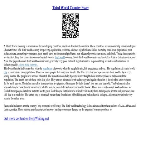 Third World Country Essay | PDF