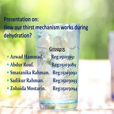 Thirst mechanism during dehydration | PPTX