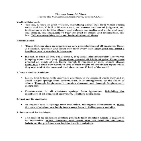 Thirteen Powerful Vices | PDF | Hinduism | Religion & Spirituality