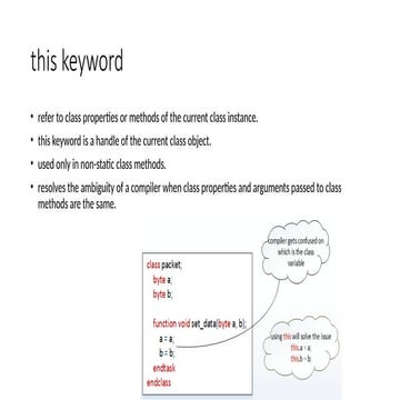 usage of the this keyword in SystemVerilog | PPT