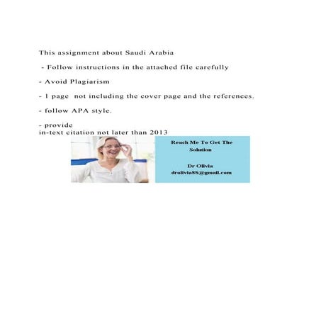 This assignment about Saudi Arabia - Follow instructions in .docx