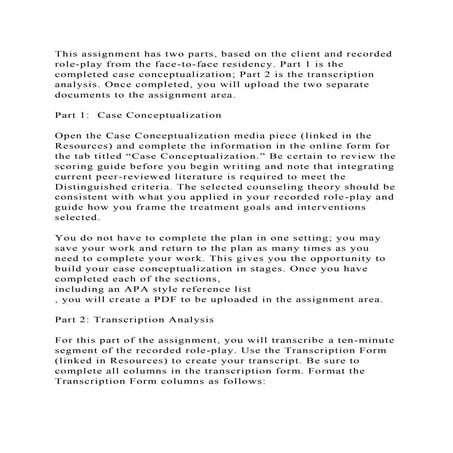 This assignment has two parts, based on the client and recorded role.docx