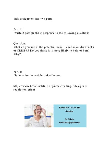 This Assignment Has Two Partspart 1 Write 2 Paragraphs In Docx