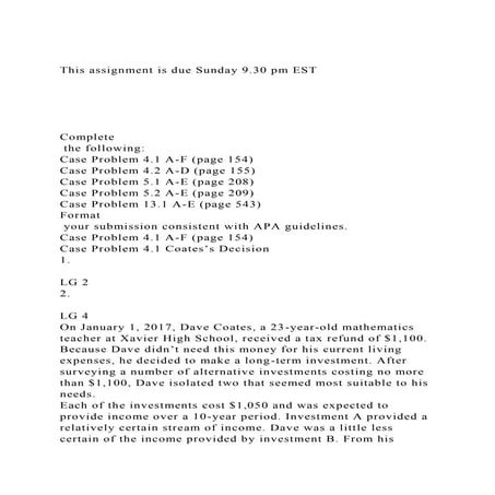 This assignment is due Sunday 9.30 pm ESTComplete th.docx