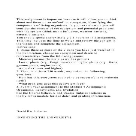 This assignment is important because it will allow you to think ab.docx