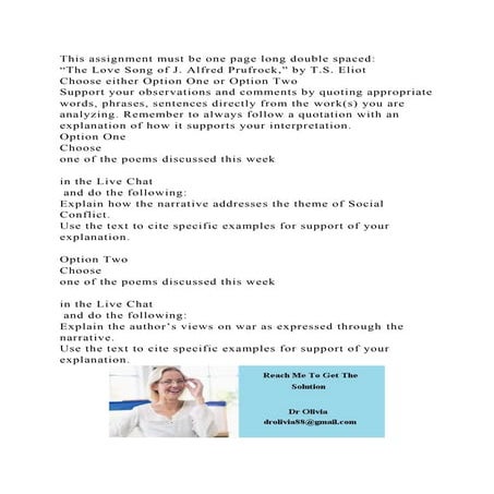 This assignment must be one page long double spacedThe Love Song.docx