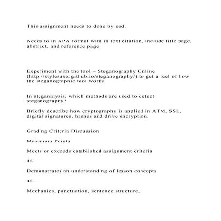 This assignment needs to done by eod.Needs to in APA format wi.docx