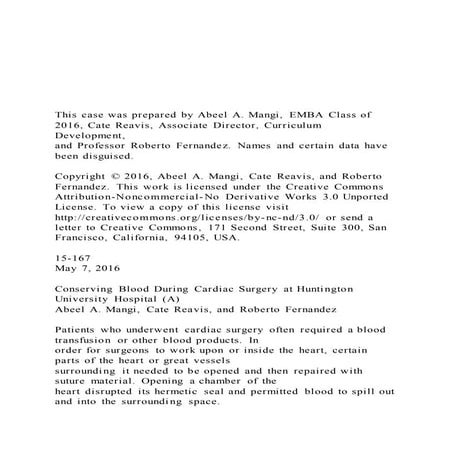 This case was prepared by Abeel A. Mangi, EMBA Class of | DOCX | Blood Disorders | Diseases and ...