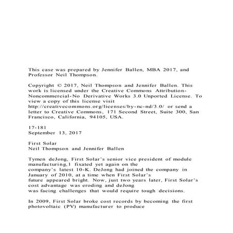 This case was prepared by Jennifer Ballen, MBA 2017, | DOCX